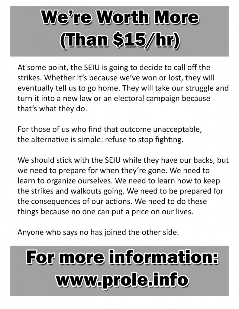 Anarchist Flyer for Fight for 15 Campaign - Anarchy in Wisconsin!